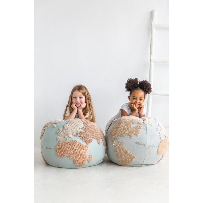 Rugs by Roo | World Map Pouffe: Kids Room & Play Decor